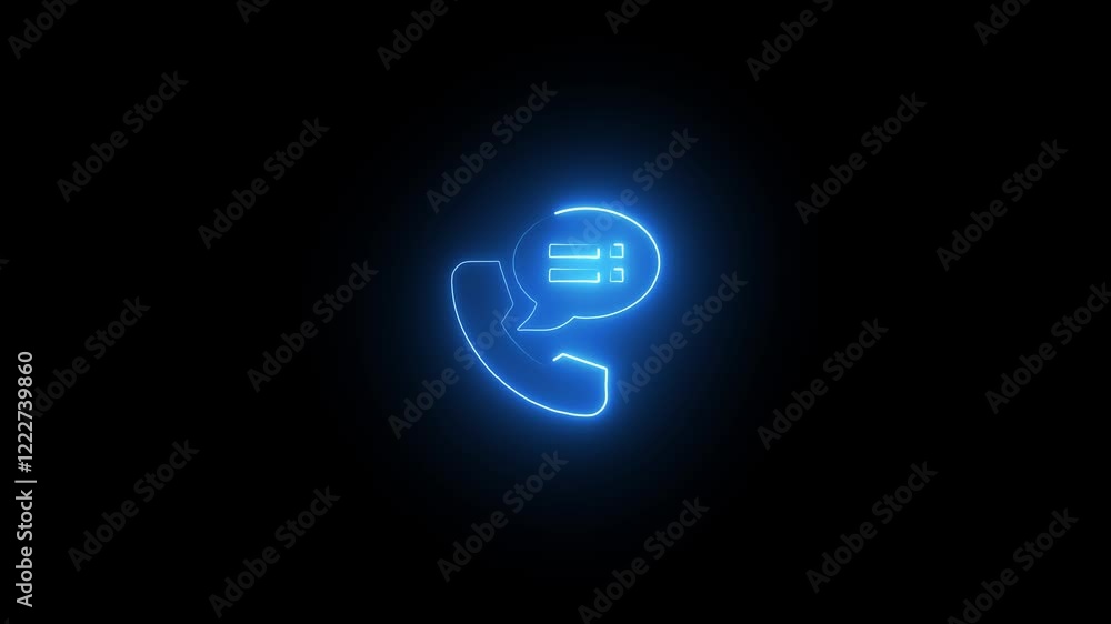 Abstract neon light call icon animation. concept of call icon Glowing ...