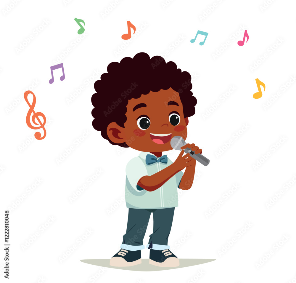 Poster happy cute kid boy sing a song – Wall Art | UkPosters