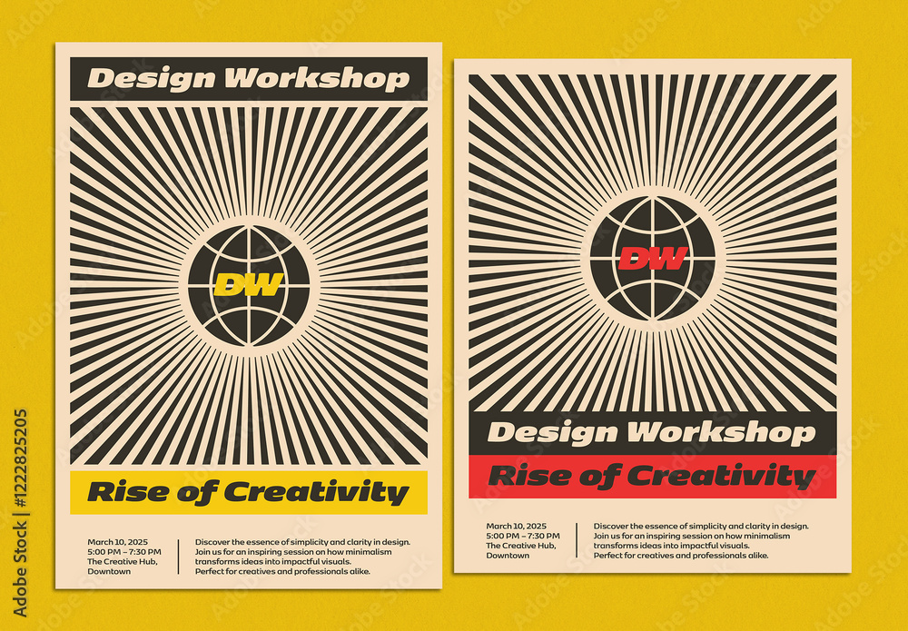 Sunburst Style Event Poster Layout Stock Template | Adobe Stock