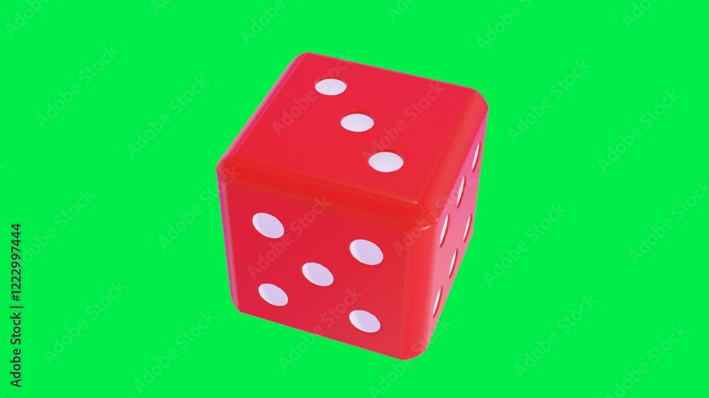 3D model of a red hexagonal game cube rotating on a green background ...