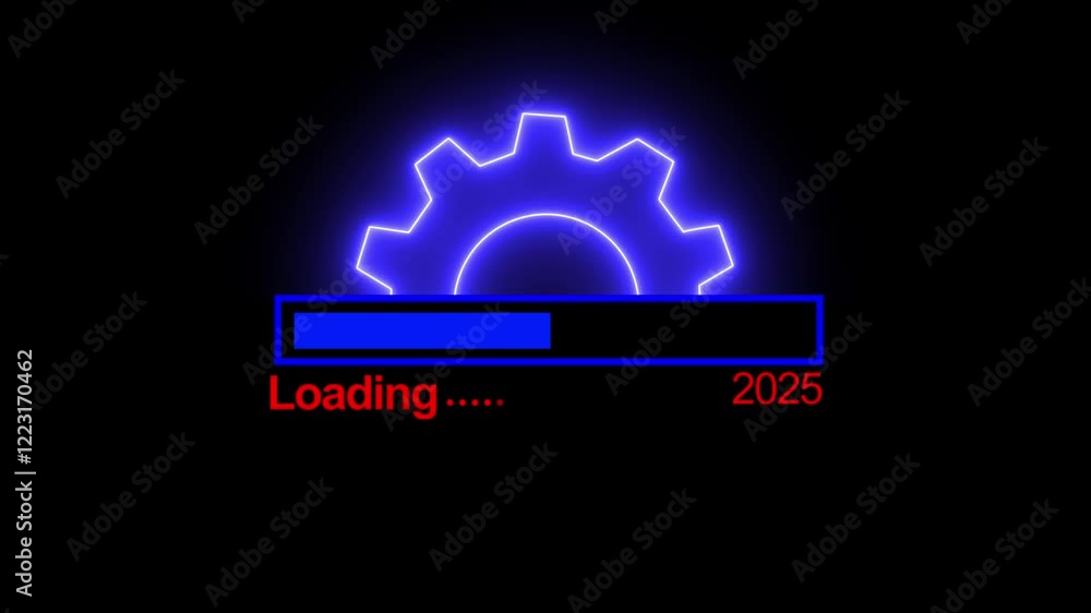 2025 happy new year gear setting system loading animation. New year ...