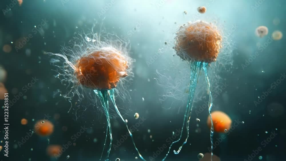 Futuristic underwater creatures, bioluminescent jellyfish and deep-sea ...