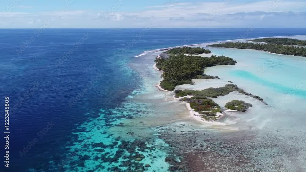 Aerial view of the famous Tetamanu Pass in Fakarava, a world-class ...