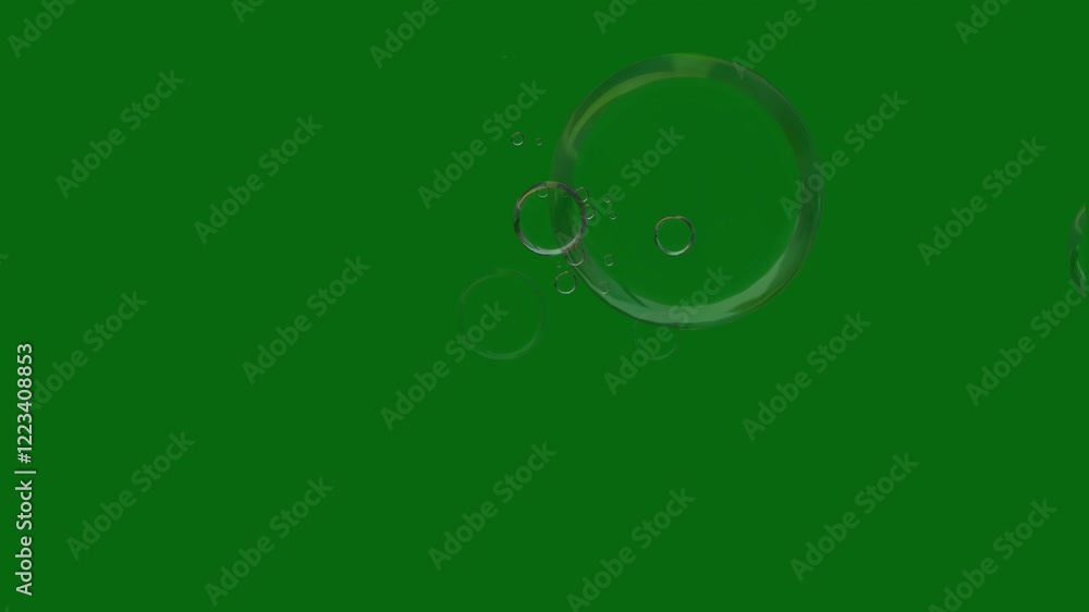 Flying water bubbles green screen animation 4K Abstract Particle ...