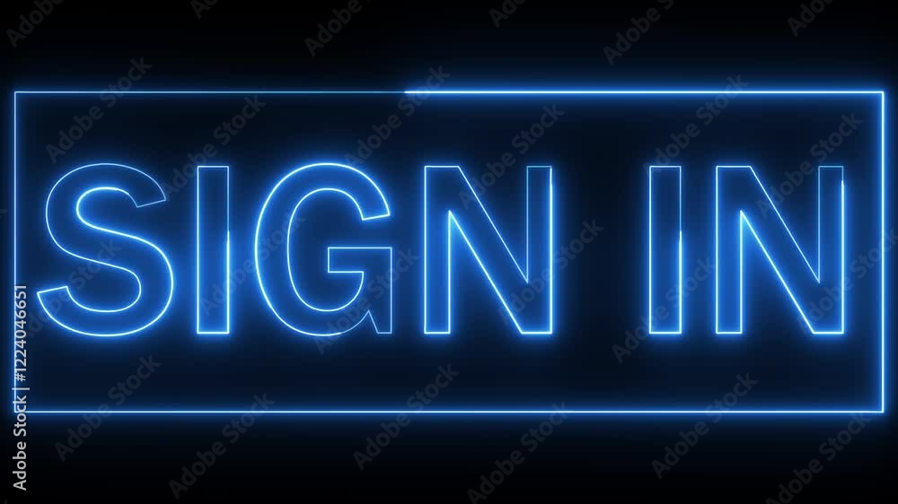 blue color neon glowing sign in text icon animation clipboard text ...