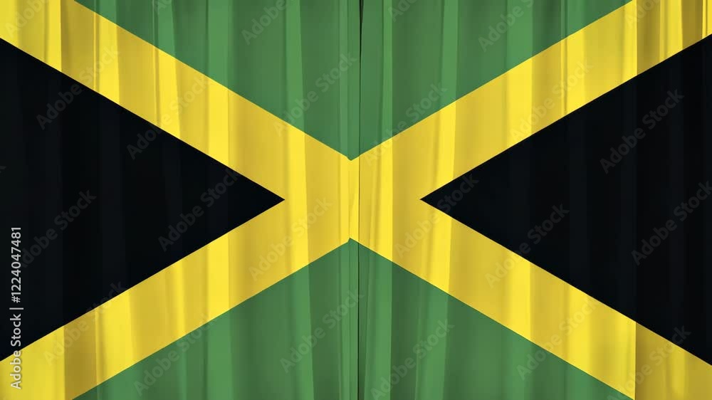 Jamaican Flag Drape: A stylized depiction of the Jamaican flag, with a ...