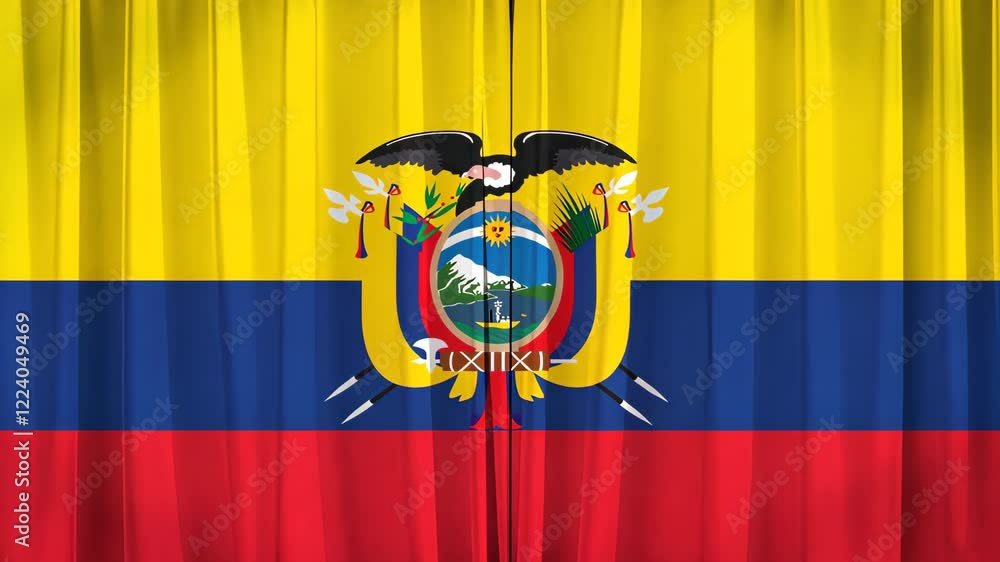 Ecuadorian Flag Draped: The vibrant national flag of Ecuador, featuring ...