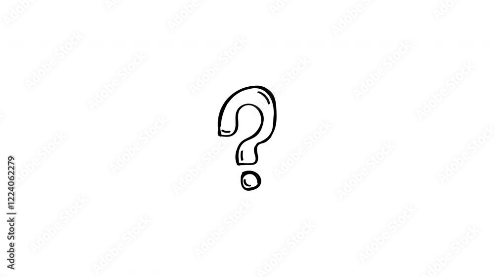 Question mark hand drawing animation. black question mark on ...