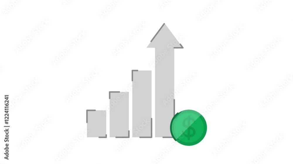 Infographic growth 2D object animation. Increase sales in business ...