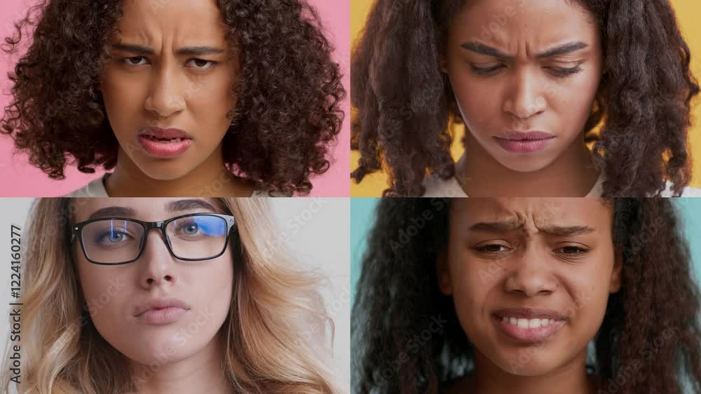 Four individuals display a range of emotions through their facial ...