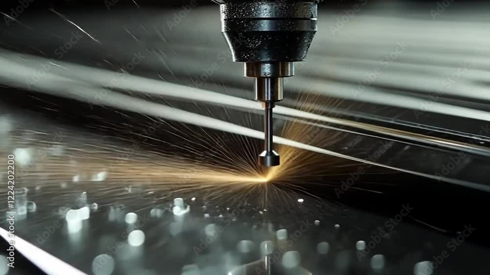 Precision CNC Milling: A close-up shot captures the intense action of a ...