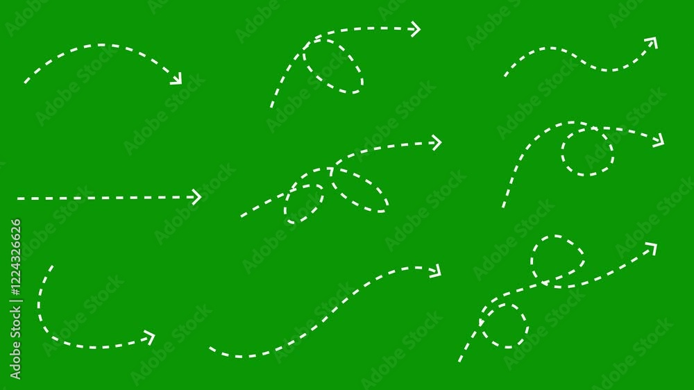 Set of Line animated white dotted arrows, Animated Doodle Arrows ...