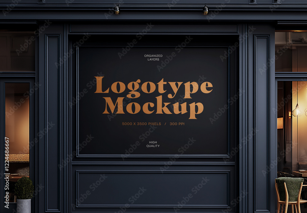 Dark Outdoor Logo Sign Mockup Generated With AI Stock Template | Adobe ...