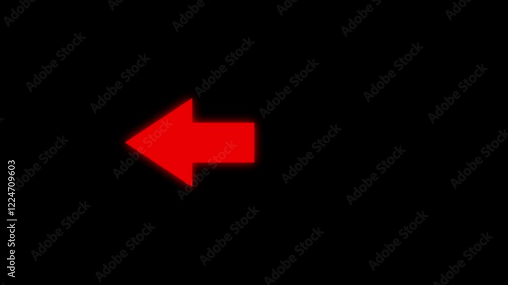 Left indicator arrow animation on black background. Glowing direction ...
