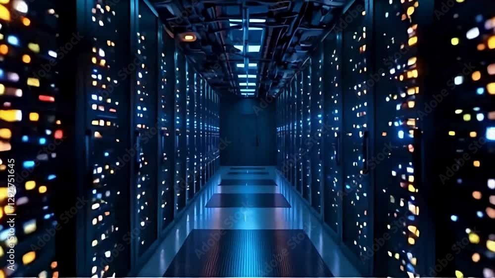 Digital Infrastructure Futuristic High Tech Data Center Server Room ...