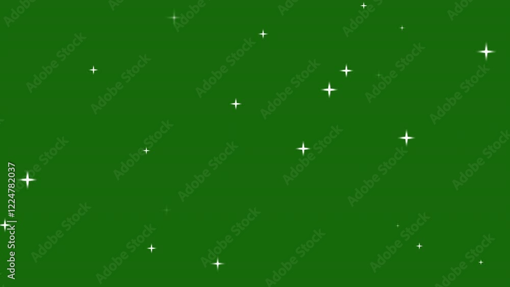 Twinkling star animation on transparent green screen background. Glitter sparkle animated green ...