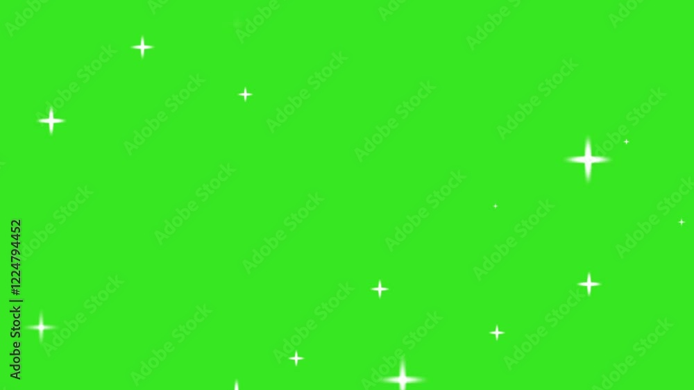Twinkling star animation on transparent green screen background. Glitter sparkle animated green ...