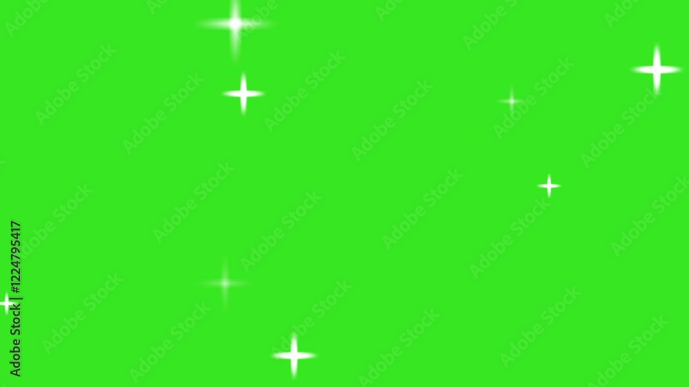 Twinkling star animation on transparent green screen background. Glitter sparkle animated green ...
