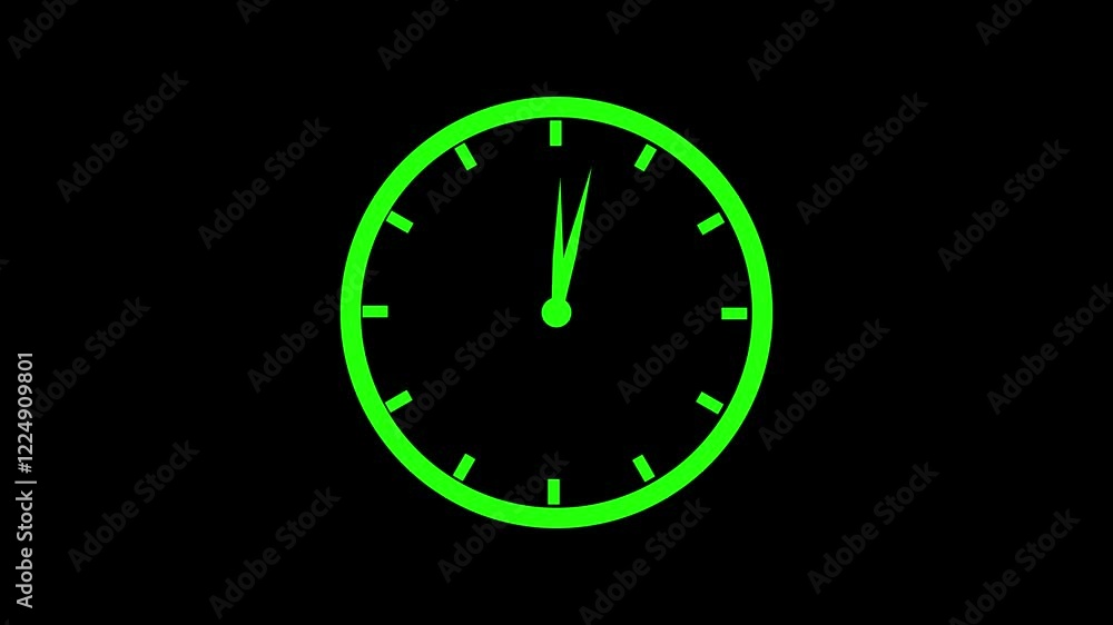 Clock green screen digital clock and analog circle moving in 24 hour ...