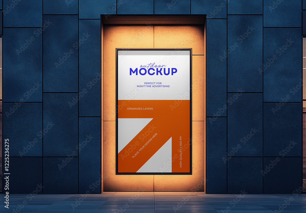 Storefront Poster Mockup with Illuminated Frame – Realistic Urban ...