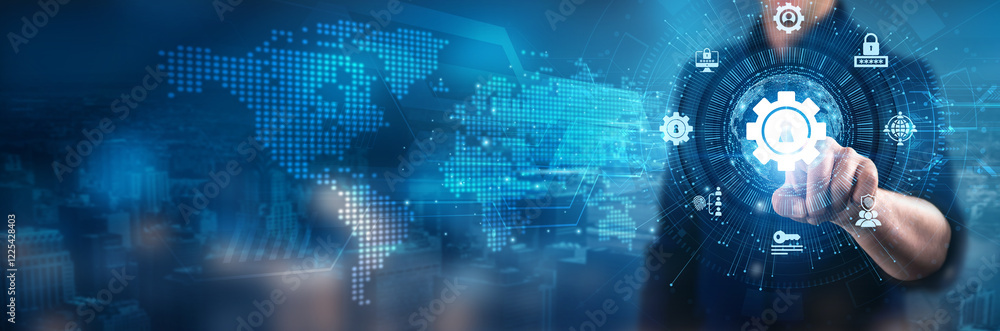 Businessman touching access management frameworks, user authentication ...