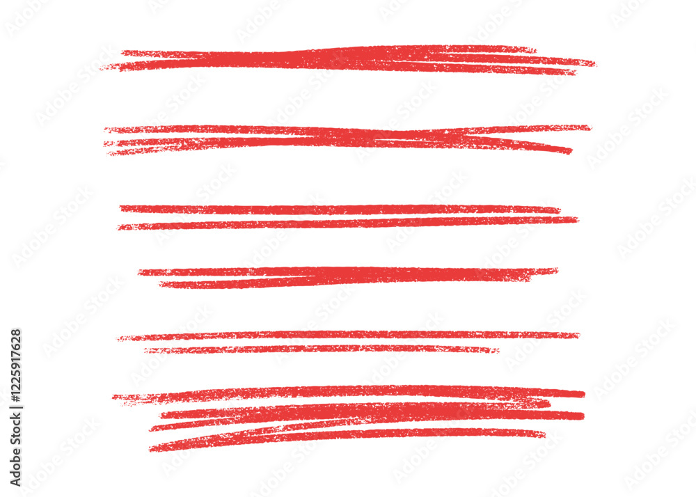 Poster Crayon underline collection of red textured horizontal ...