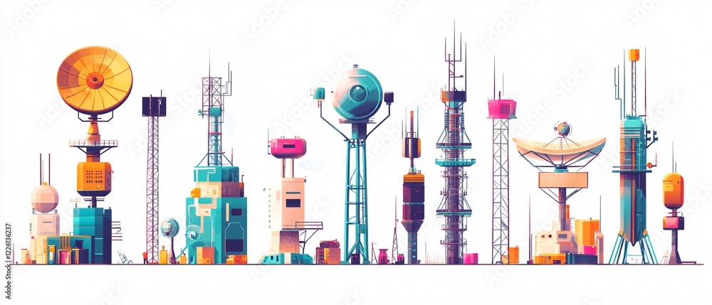 Poster Diverse Communication Towers and Antennas for Telecommunication ...