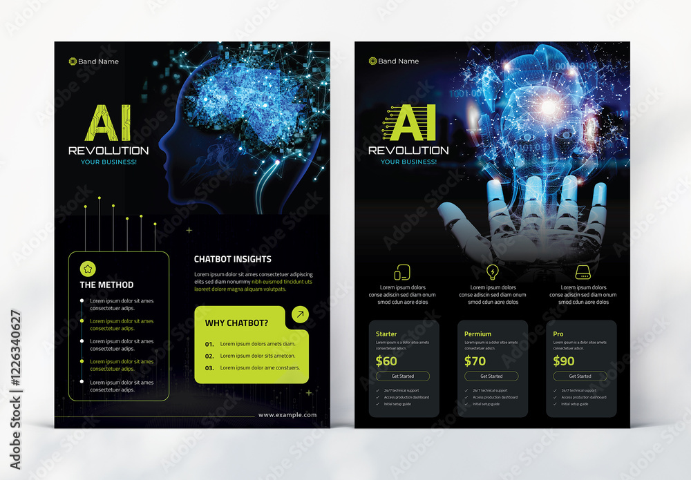 Artificial Intelligence Service Flyer Stock Template | Adobe Stock