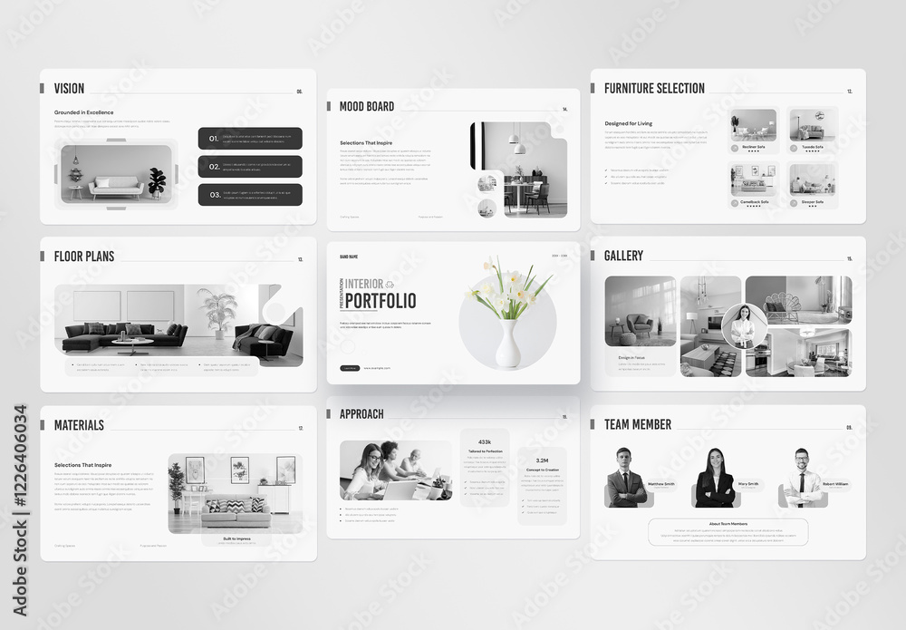 Interior Design Presentation Layout Stock Template | Adobe Stock