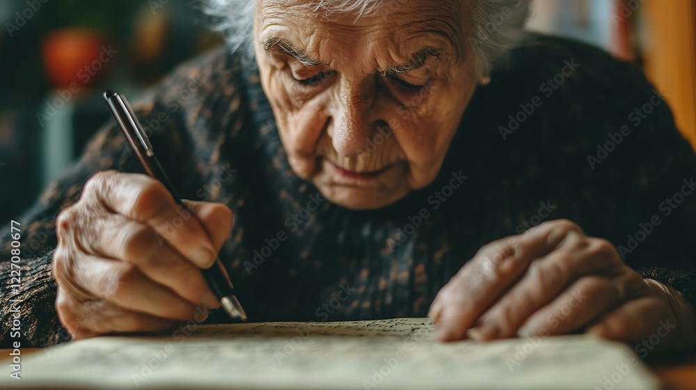 Photo & Art Print Seniors writing heartfelt letters to each other ...