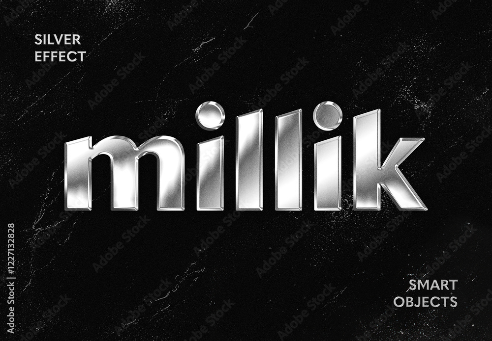 Silver Text & Logo Effect Mockup Stock Template | Adobe Stock