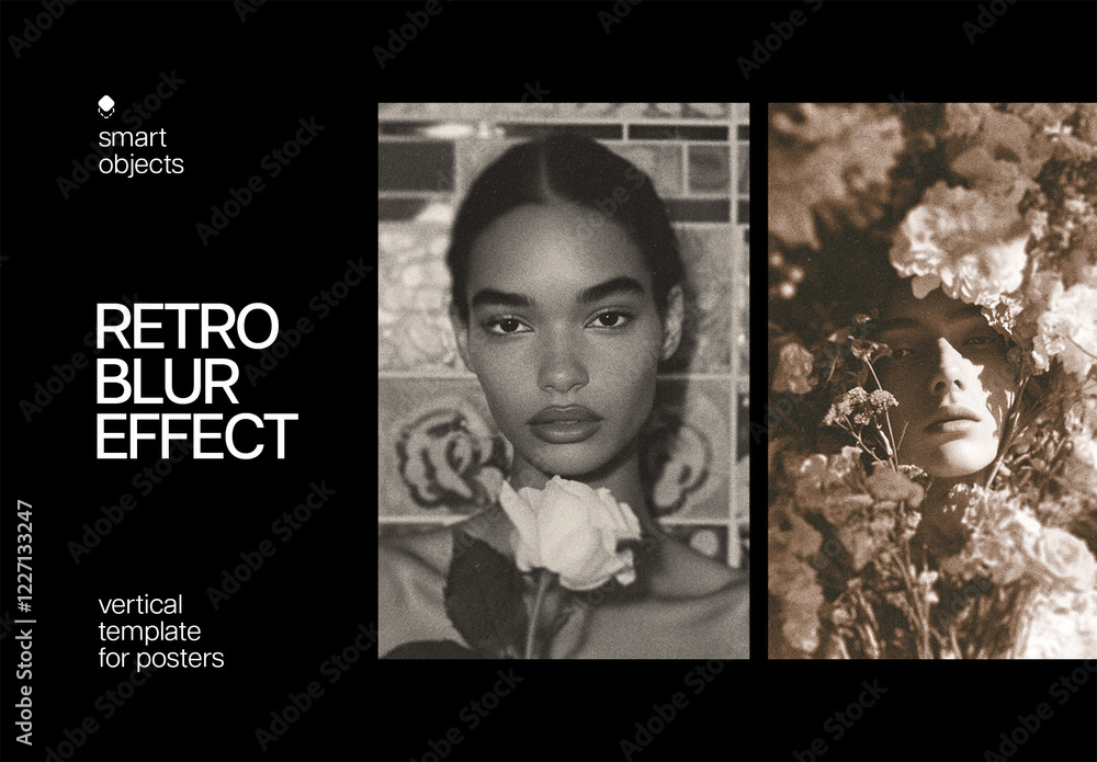 Vintage Blur Poster Photo Effect Mockup Stock Template | Adobe Stock