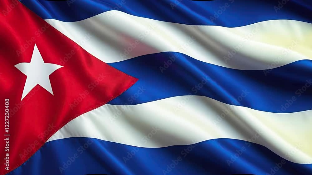 Cuban Flag: Close-up view of the Cuban flag, rich in color and texture ...