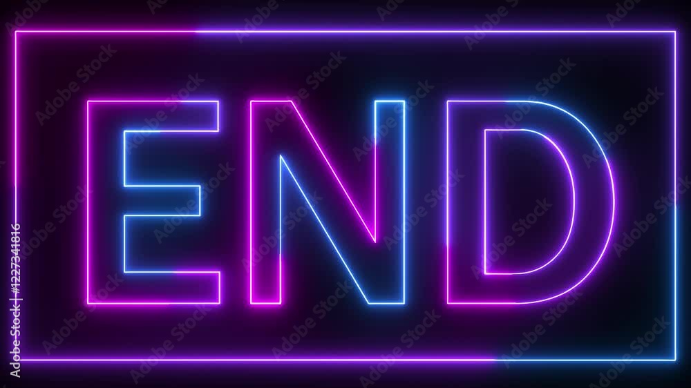 end text icon animation neon glowing pink blue color text letter banner ...