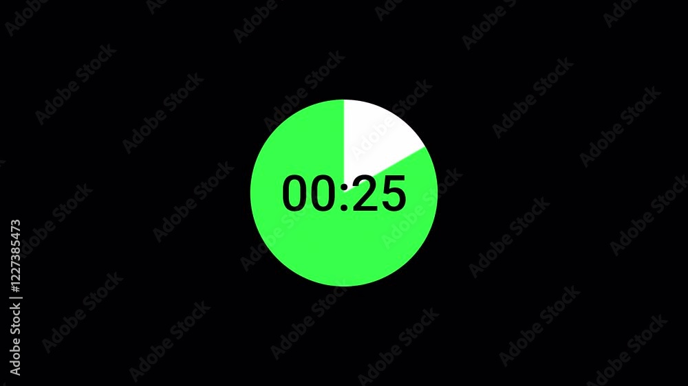 Circle countdown timer animation from 30 to 0 seconds countdown on transparent background, 30 ...