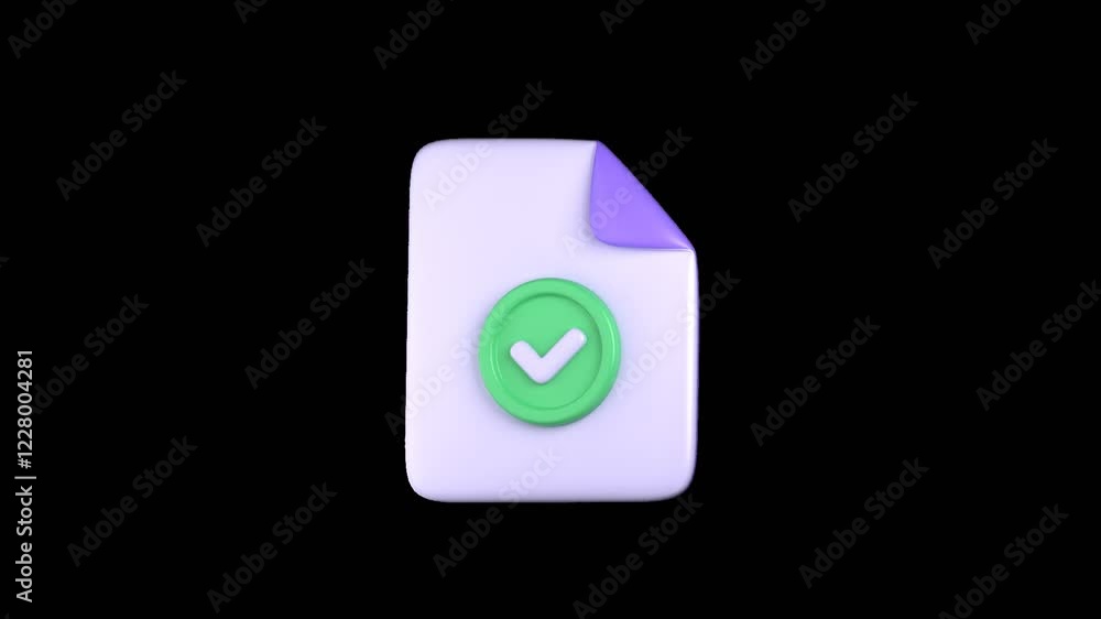 3D Animated Approved File Icon with smooth motion, alpha channel, and ...