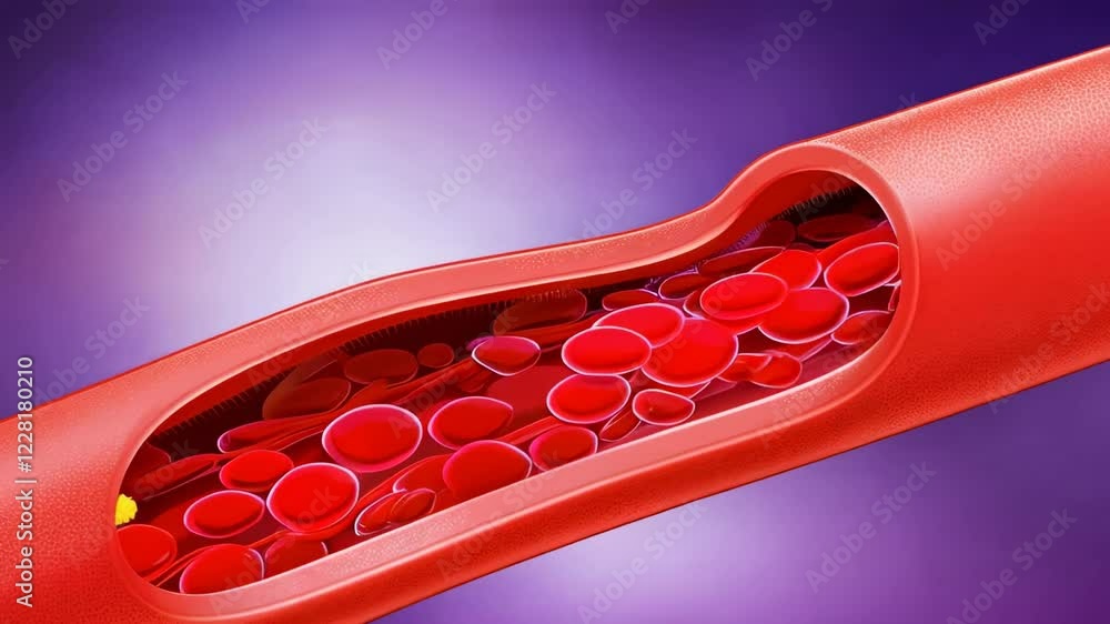 Bloodstream Anatomy Animation: Red Blood Cells and Artery Cholesterol ...