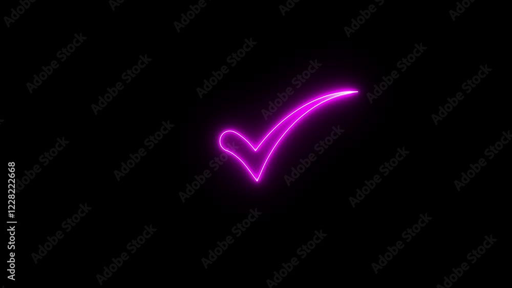 Check mark icon and tick mark icon isolated on black background. check ...