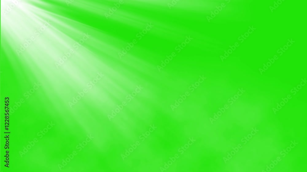 Top center sun rays or god bless rays on green screen. Lens Flare ...