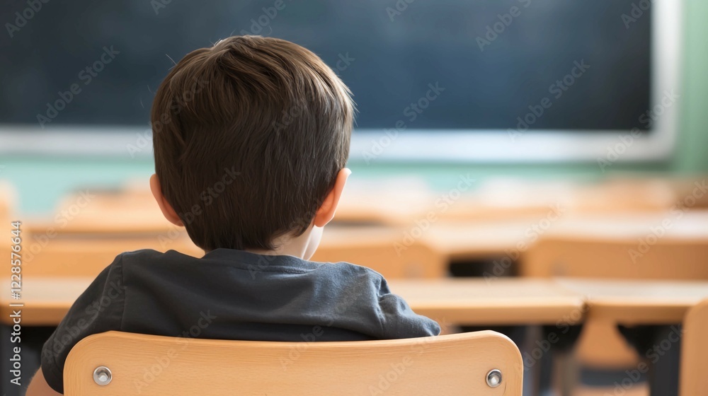 Photo & Art Print Child displaying restless behavior in a classroom ...