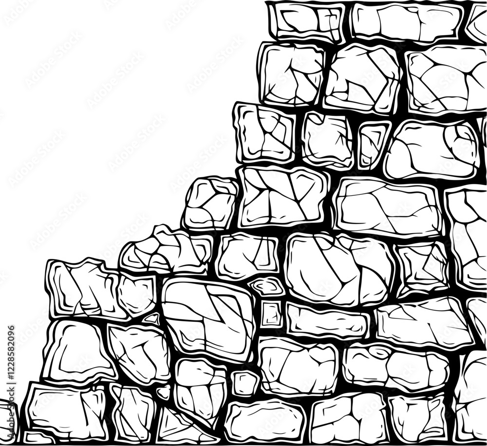 Poster Stone corner border outline drawing – Wall Art | UkPosters