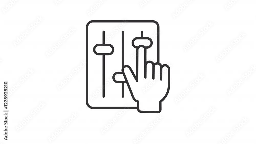 Settings control line animation. Regulation panel animated icon. Moving ...