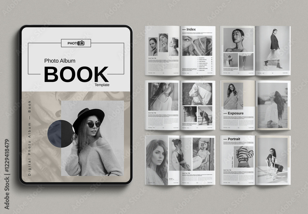 Digital Photo Album Book Template Design Layout Stock Template | Adobe ...