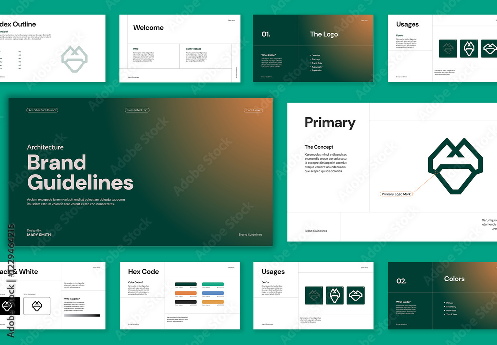 Architecture Brand Guidelines Layout Stock Template | Adobe Stock