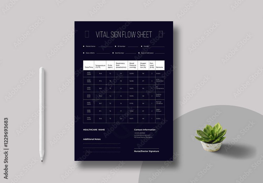 Vital Sign Flow Sheet Template Stock Template | Adobe Stock