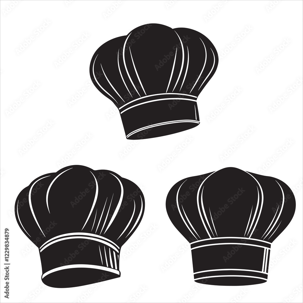 Poster set of vector different types of chef hat silhouette – Wall Art ...