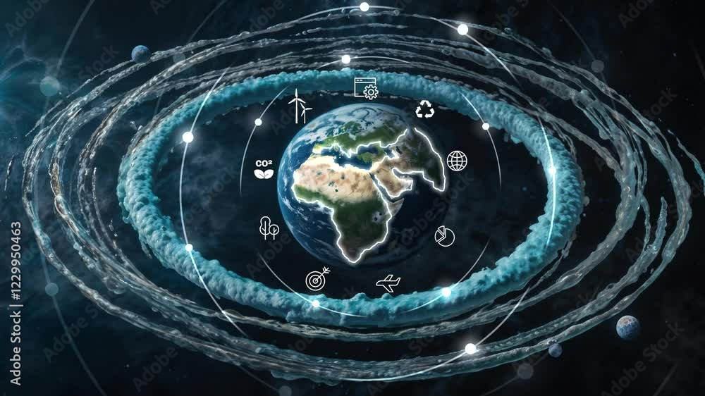 World map globe icons chart circular economy diagram infographic wheel ...