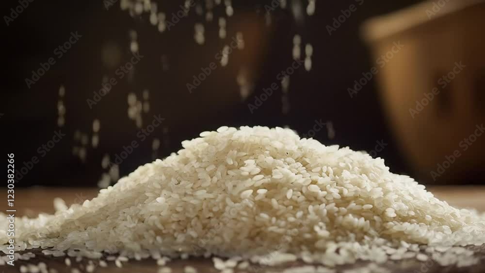 Stacked falling rice scene, smooth repeating motion for background ...
