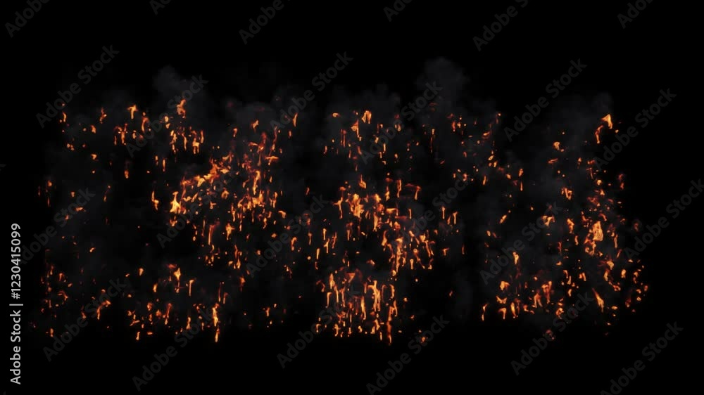 Burning flames fire wall with smoke effect on black backgrounds ...