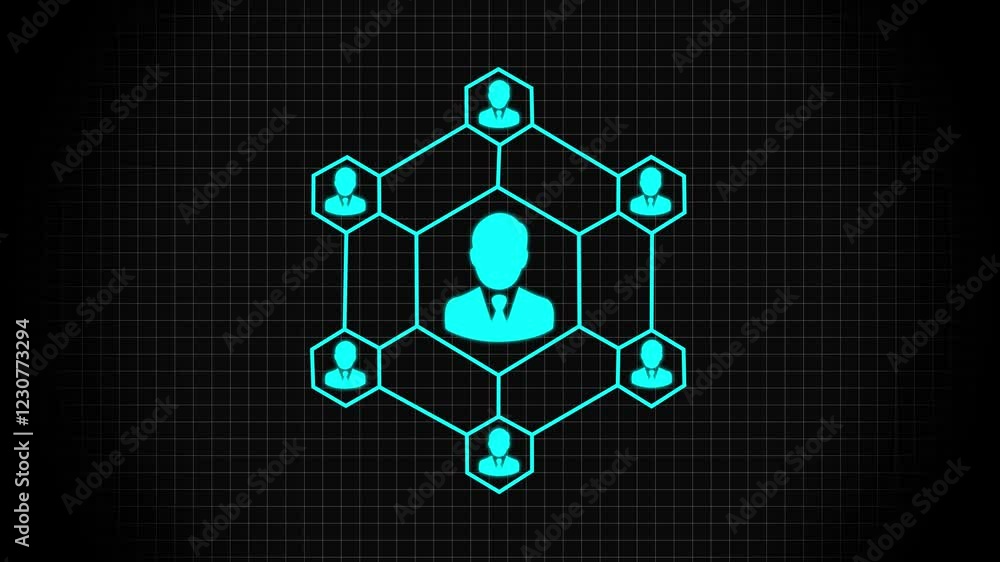 Network system, network connections with people icons and man icon ...